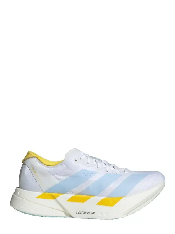 Adidas Adizero Adios Pro 4 Shoes - Cloud White / Glow Blue / Yellow