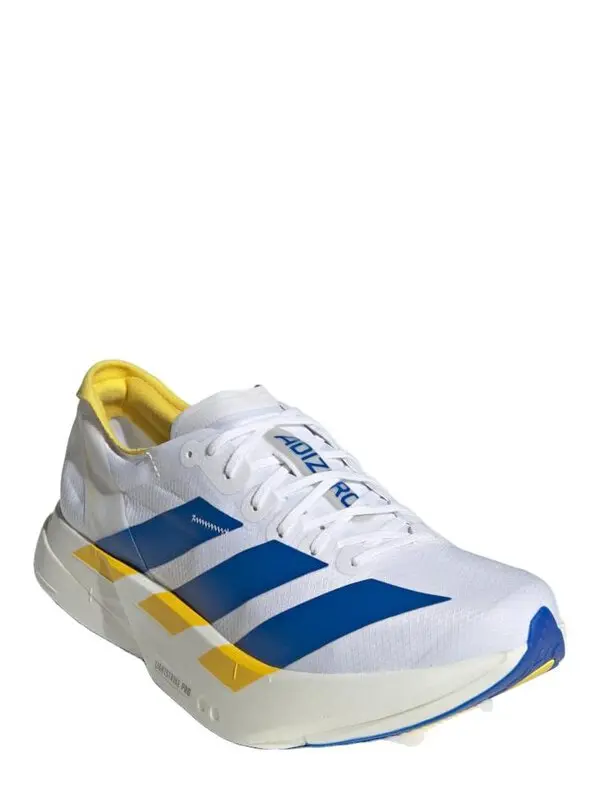 Adidas Adizero Adios Pro 4 Athletic Shoes - Cloud White / Blue / Yellow