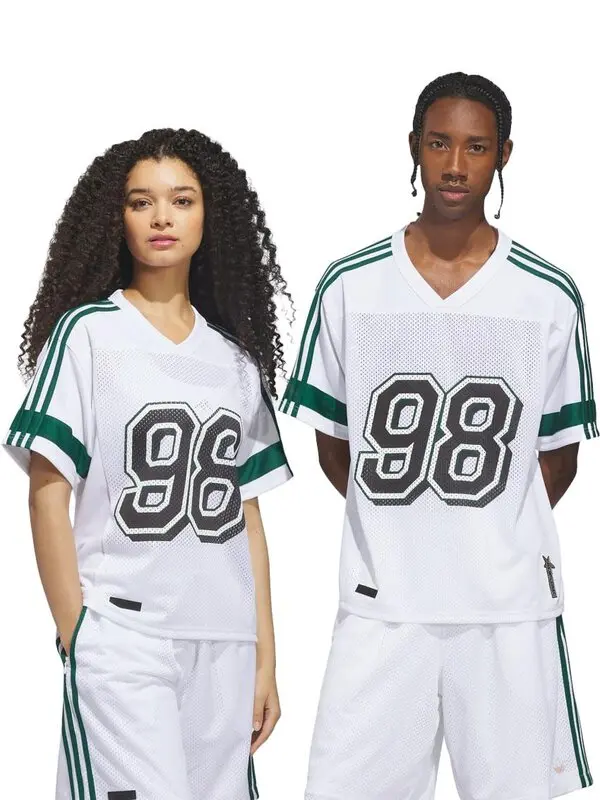 Adidas Skateboarding X Tyshawn Football Jersey - White / Ice Gold Met. / Collegiate Green