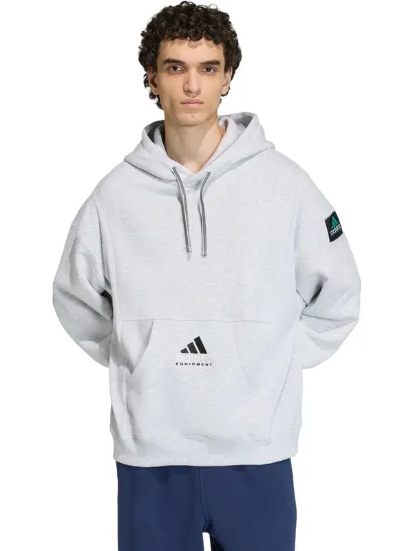 Adidas Equipment Ribbed Hoodie - Light Grey Heather
