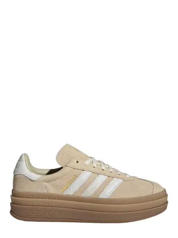 Adidas Gazelle Bold Sneakers - Stone Khaki / Cream White / Gold Metallic