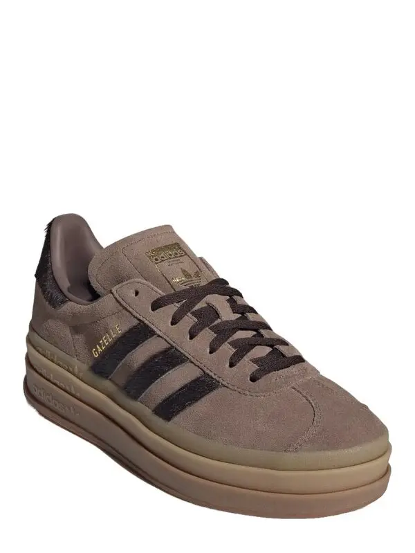 Adidas Gazelle Bold Shoes - Earth Strata / Aurora Coffee / Gold Metallic