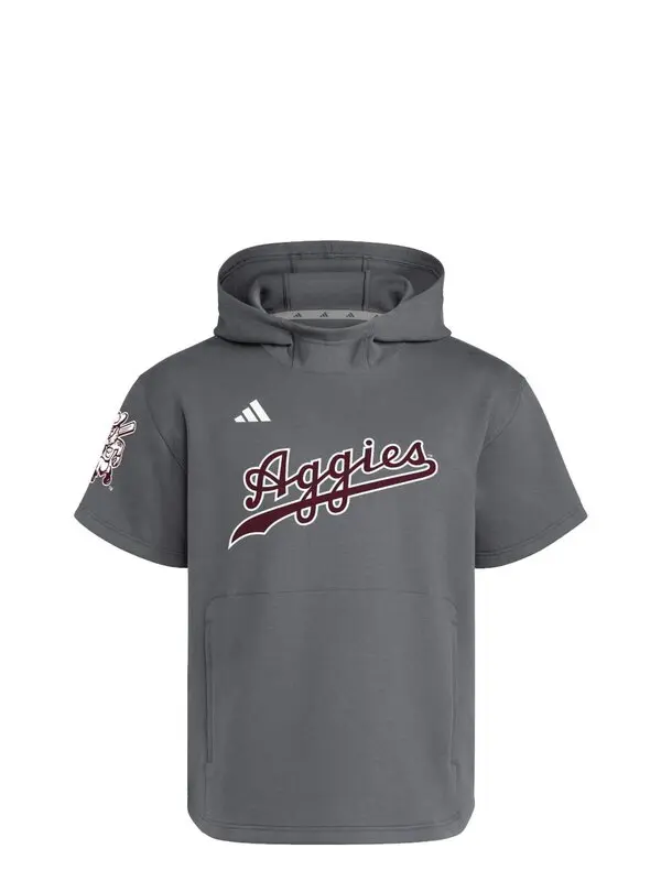 Adidas Dugout Short Sleeve Hoodie - Team Dark Grey / White / Ncaa-tam-7t6
