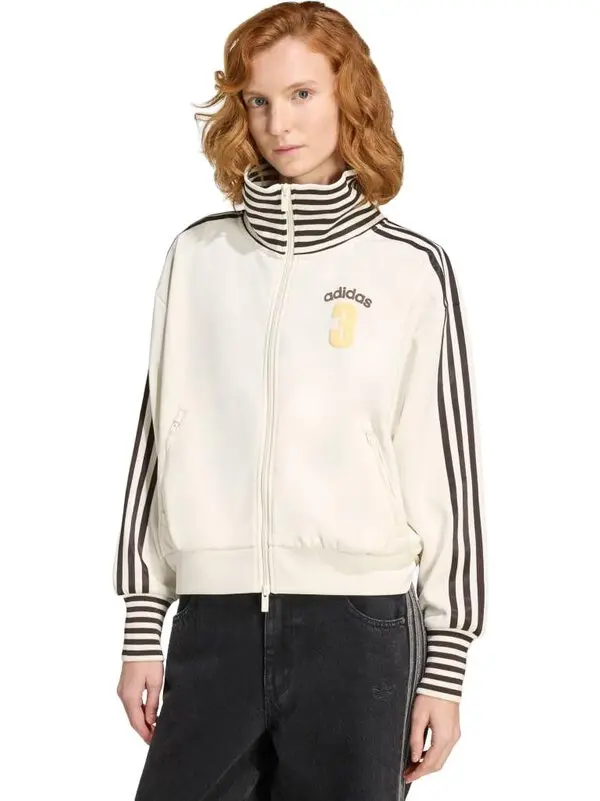 Adidas Vintage Bb Tt Striped Rib Track Top - Off White
