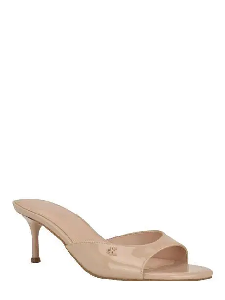 Calvin Klein Vixie Slide Sandal - Light Natural Patent