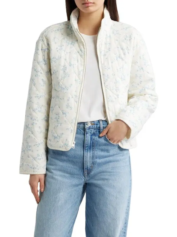 LEVI'S Quilted Cotton Jacket - White Blue Gingham