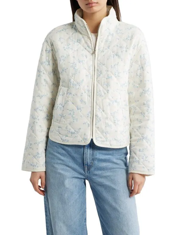 LEVI'S Quilted Cotton Jacket - White Blue Gingham