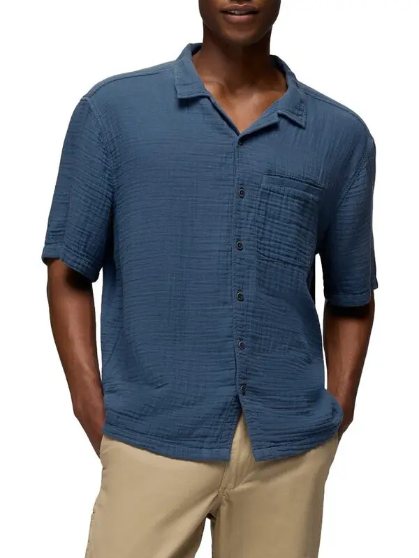 Prana Hideaways Organic Cotton Camp Shirt - Bluff Blue