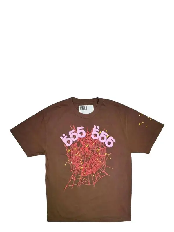 SP5DER Angel-number Short-sleeve T-shirt - Brown