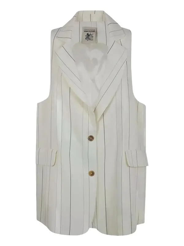 SEMICOUTURE Striped Button Waistcoat - Neutrals