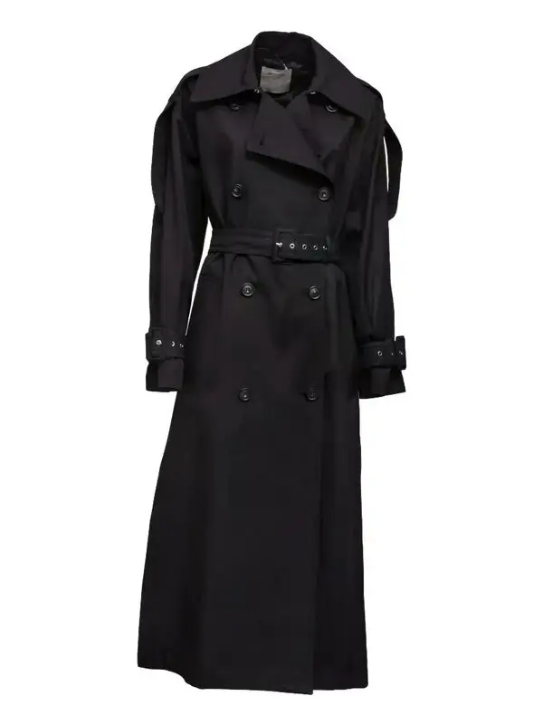 Sportmax Double-breasted Trench Coat - Black