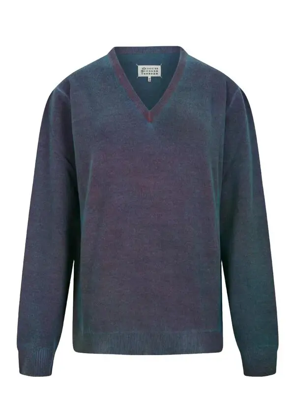 MAISON MARGIELA V-neck Virgin Wool Sweater - Blue