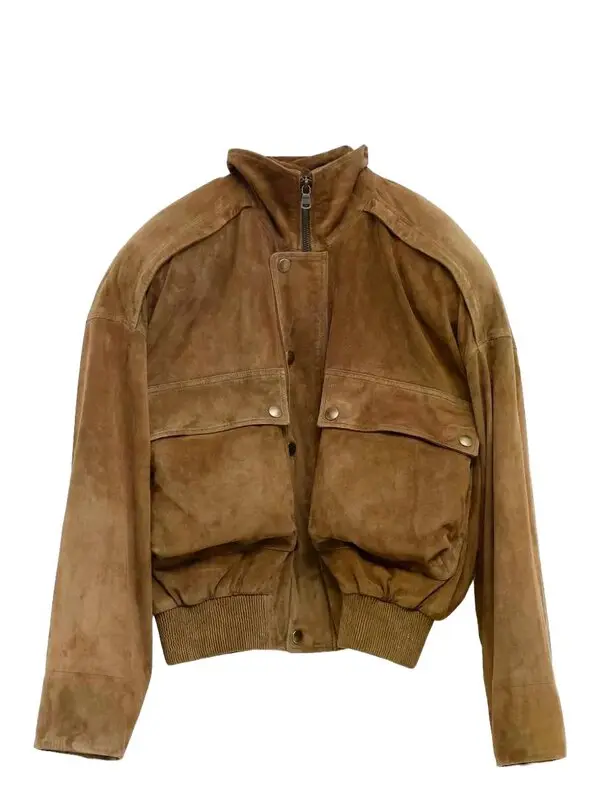 PETAR PETROV Flap-pocket Suede Bomber Jacket - Brown