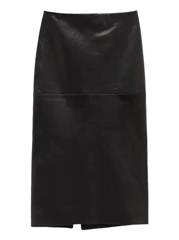 PETAR PETROV Leather Midi Skirt - Black