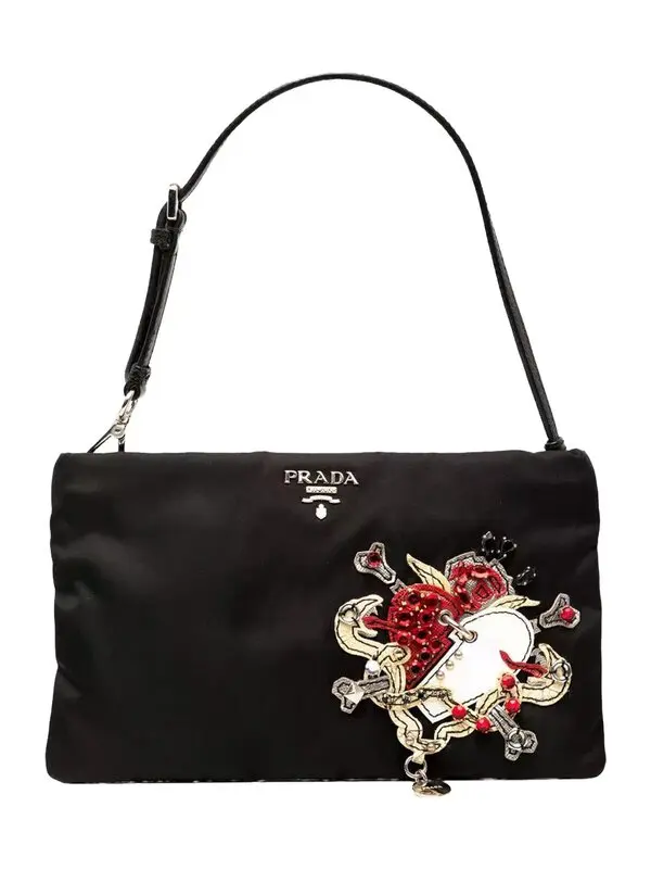 Prada 2000-2025 Tessuto Tattoo Pochette Shoulder Bag - Black