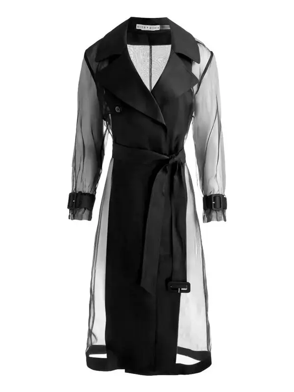 Alice + Olivia Silvia Sheer Trench Coat - Black