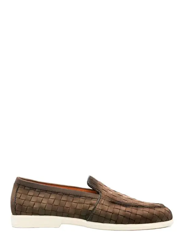 Santoni Woven Loafers - Brown