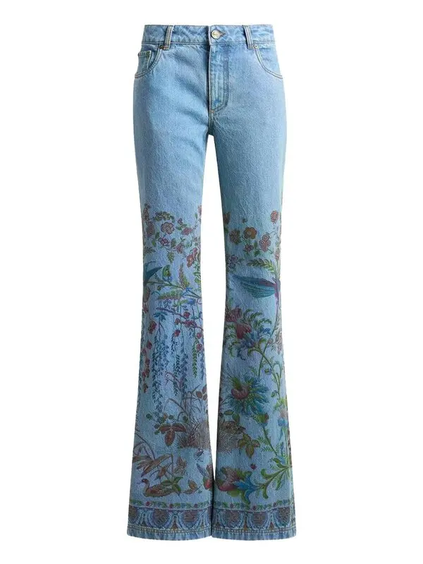Etro Printed Flare Jeans - Blue