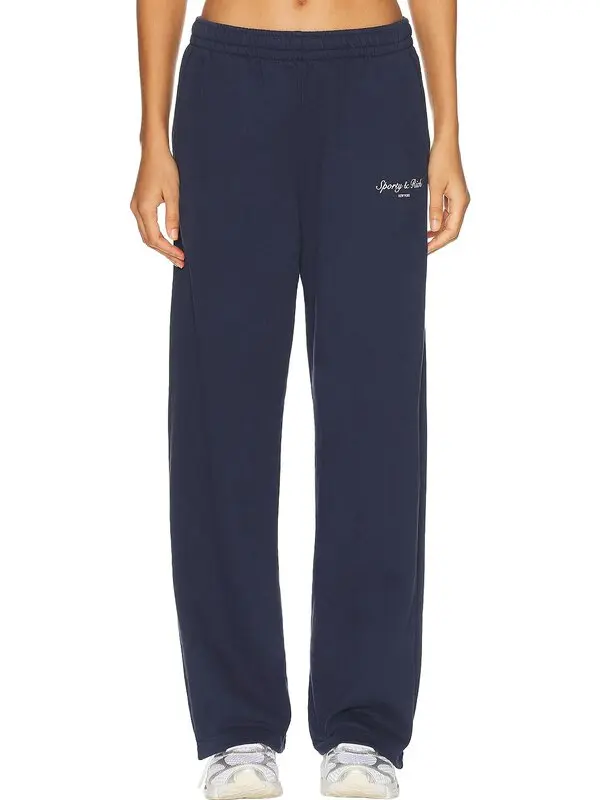 SPORTY & RICH Syracuse Wide Leg Sweatpant - Dark Navy