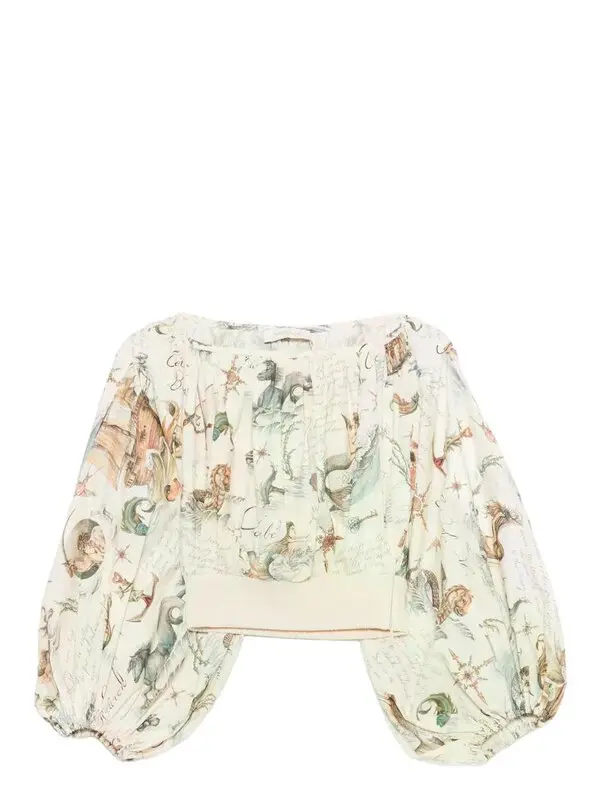 Zimmermann Printed Cropped Top - Neutrals