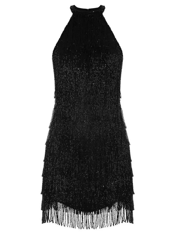 MATTERS STORE Elsa Fringed-hem Halter-neck Mini Dress - Black