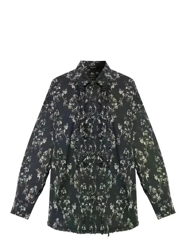 R13 Ruffled Floral-print Shirt - Black