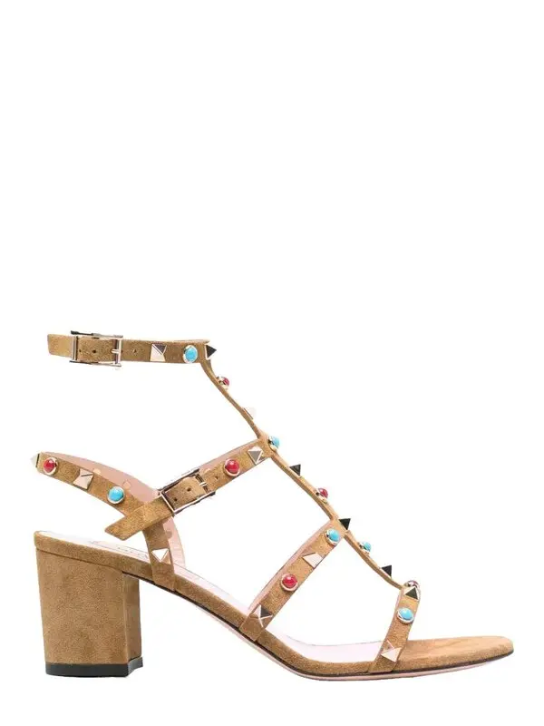 Valentino Garavani Stud-embellished Strap Sandals - Brown