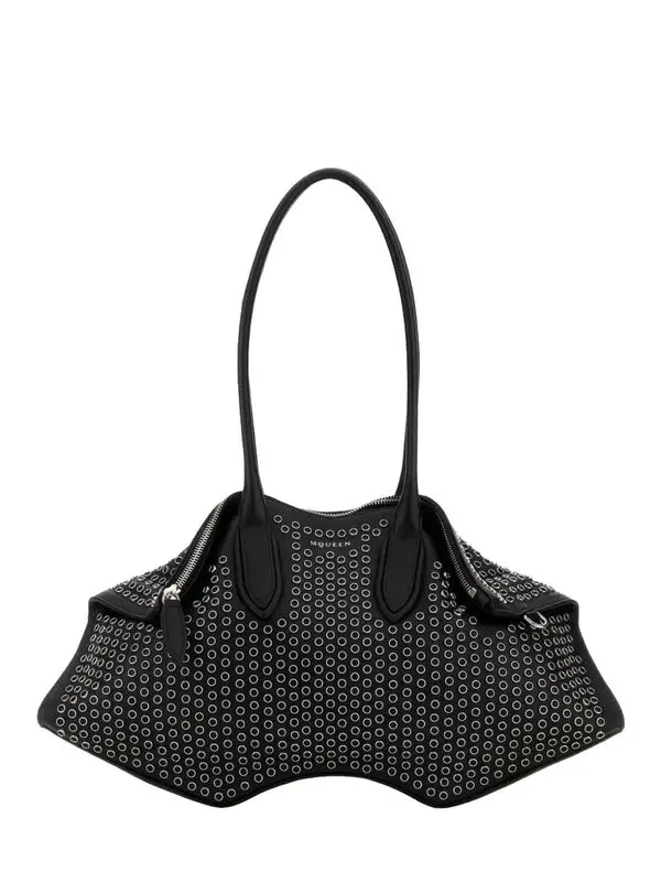Alexander McQueen Manta Studded Leather Shoulder Bag - Black