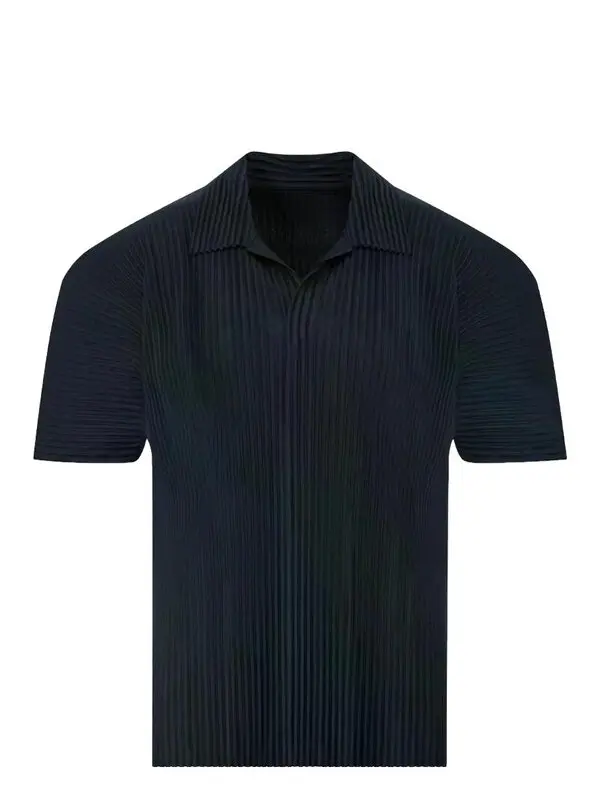 Issey Miyake Pleated Polo Shirt - Blue