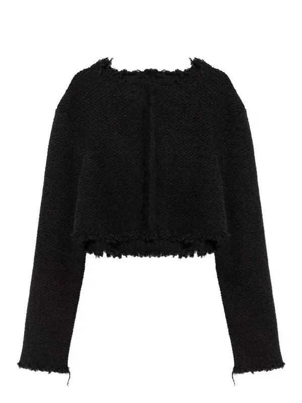 JIL SANDER Frayed Cardigan - Black