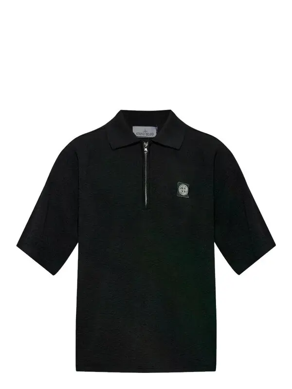Stone Island Zip-up Polo Shirt - Black