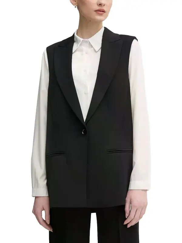 MARC AUREL Button Tailored Gilet - Black