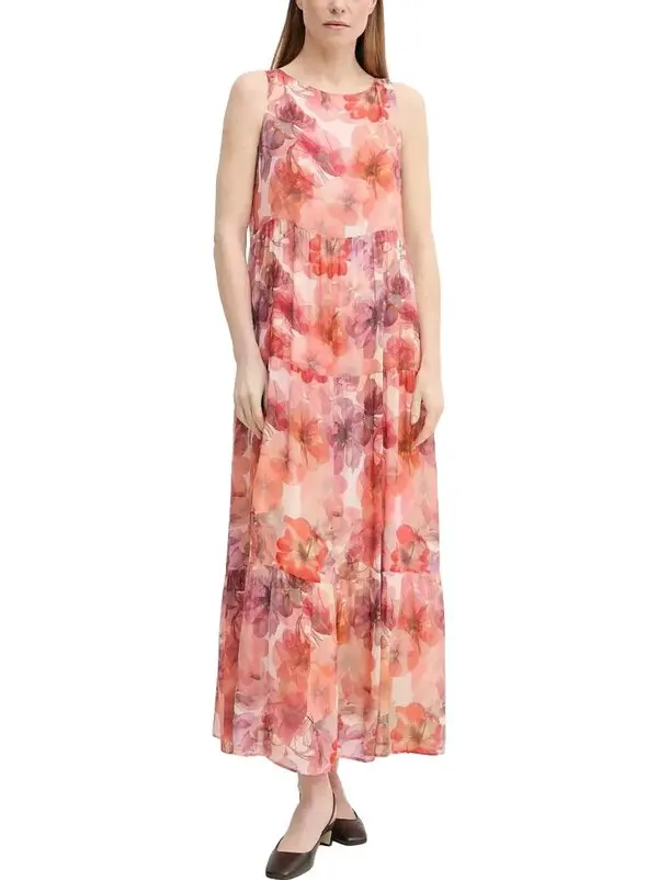 MARC AUREL Floral Print Tiered Maxi Dress - Pink