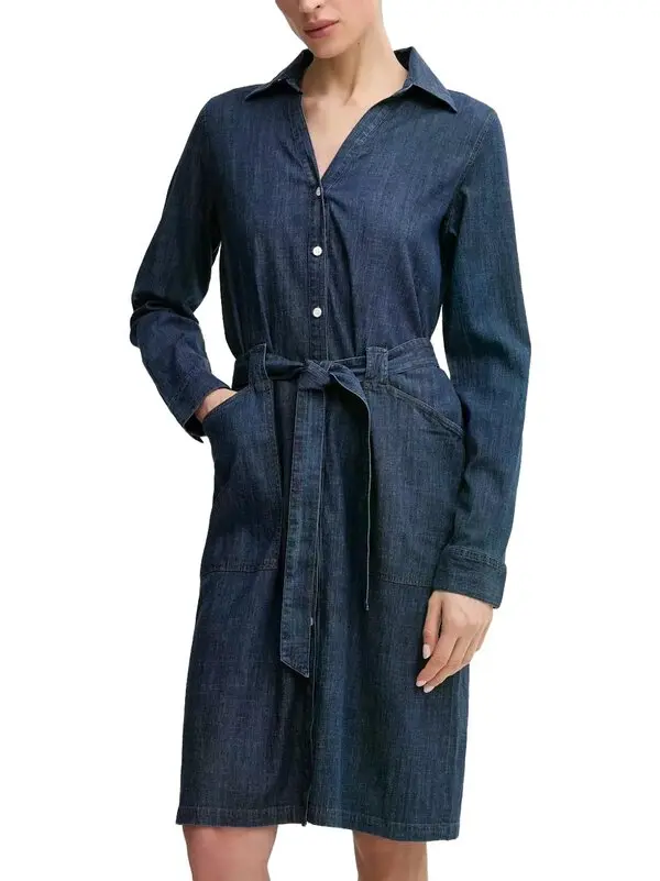 MOS MOSH Tie-waist Denim Mini Dress - Blue
