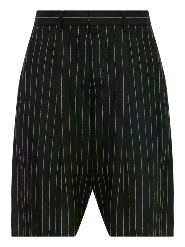 R13 Pinstripe Bermuda Shorts - Black