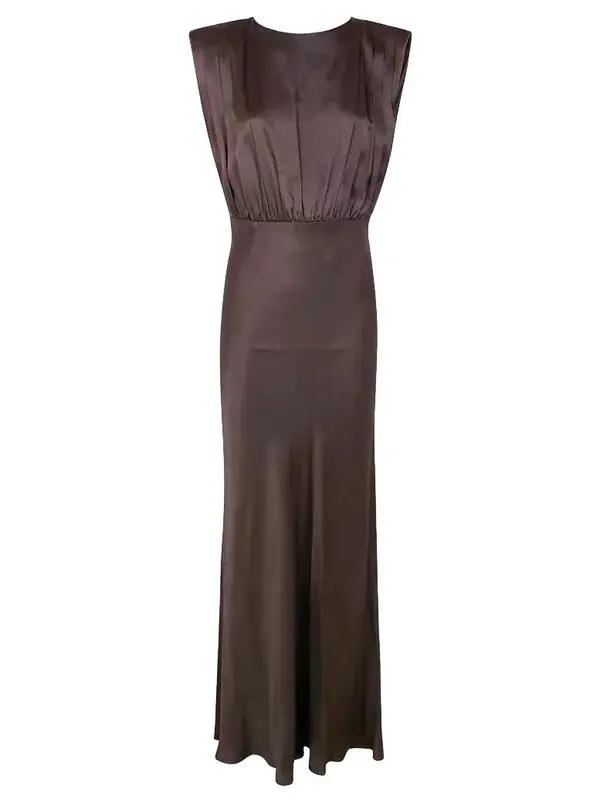SEMICOUTURE Casilda Pleated Maxi Dress - Brown