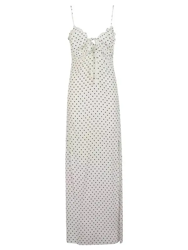 MAR DE MARGARITAS Polka-dot Dress With Tie Detail - White