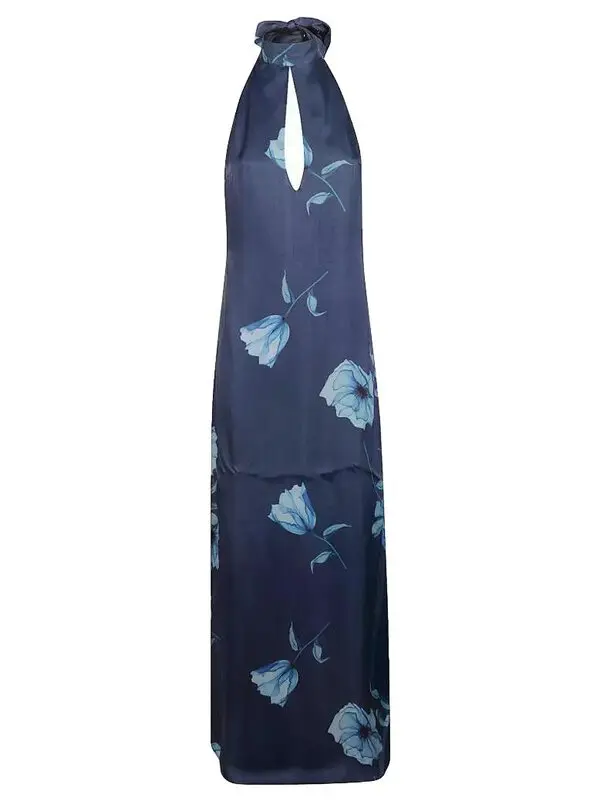 MAR DE MARGARITAS Floral Halterneck Dress - Blue