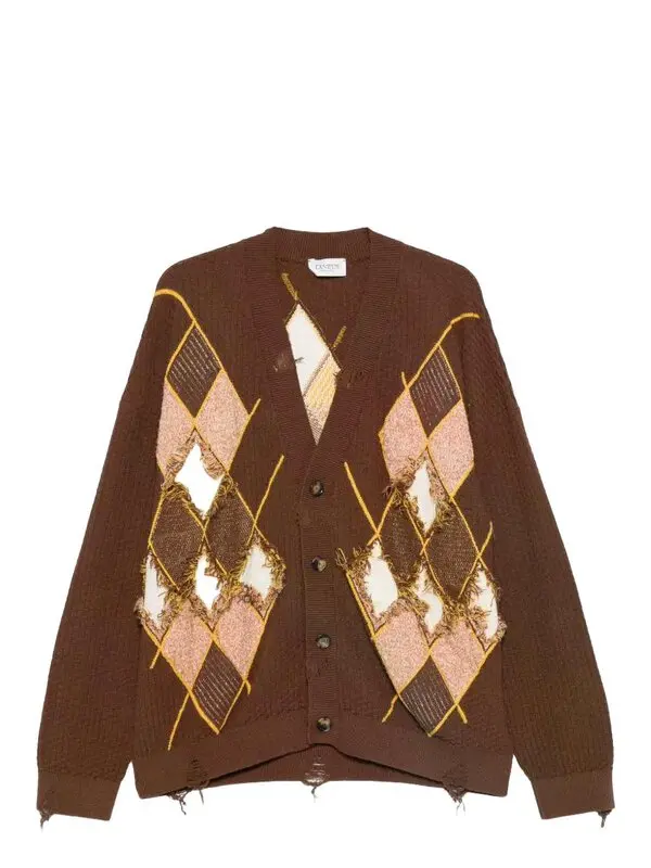 LANEUS Fringed Cardigan - Brown