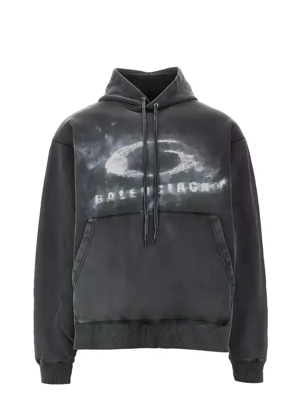 Balenciaga Hooded Graphic Sweatshirt - Black