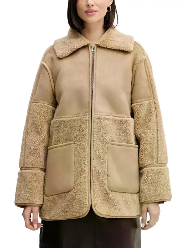 PEDRO DEL HIERRO Shearling Zipped Jacket - Neutrals