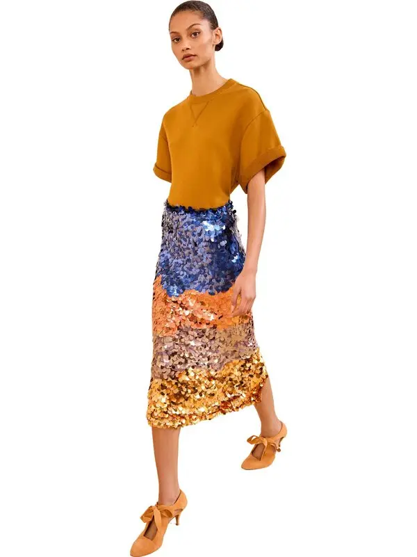 Ulla Johnson Matilde Sequin Knit Midi Skirt - Moontide