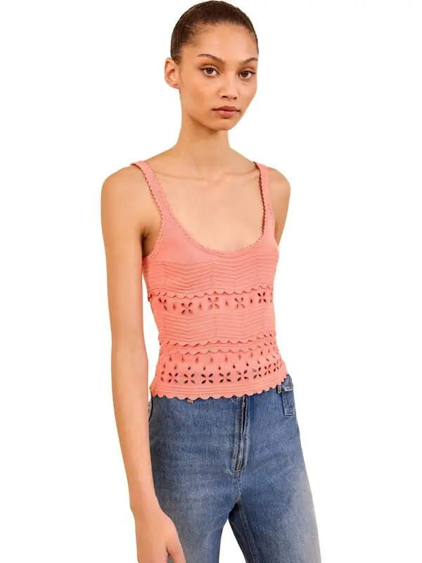 Ulla Johnson Esme Eyelet Knit Camisole - Coral Peony