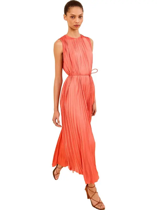 Ulla Johnson Fianna Pleated Midi Dress - Coral