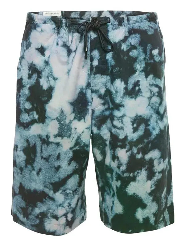 Dries Van Noten Abstract-print Drawstring Shorts - Blue