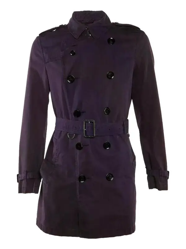 Burberry Double-breasted Belted Coat - Purple