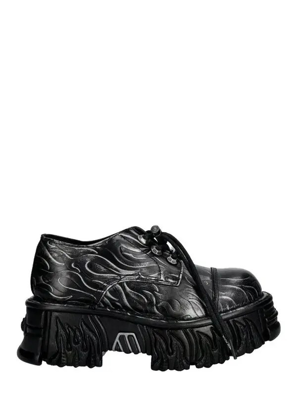 NEW ROCK Flame-print Platform Trainers - Black