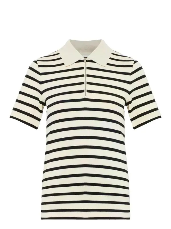JIL SANDER Striped Zip-up Polo Top - Neutrals
