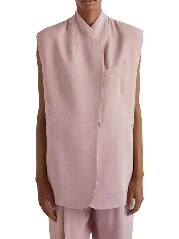 MEIMEIJ Chest-pocket Vest - Pink
