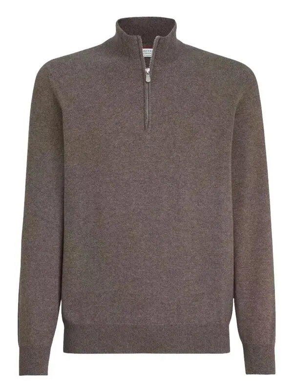 Brunello Cucinelli Half-zip Cashmere Sweater - Brown